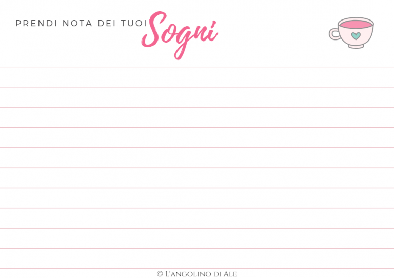 Prendi nota dei tuoi sogni - Free Printable - L'angolino di Ale